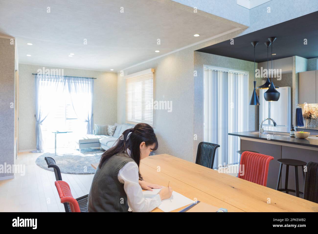 High school girl studying at home Stock Photo - Alamy