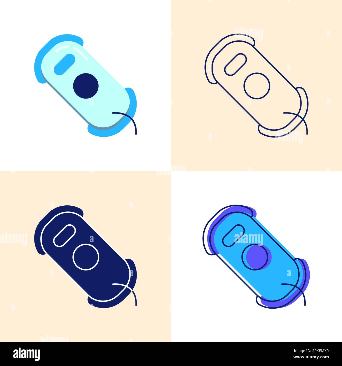 Window cleaning robot icon set in flat and line style. Smart household ...