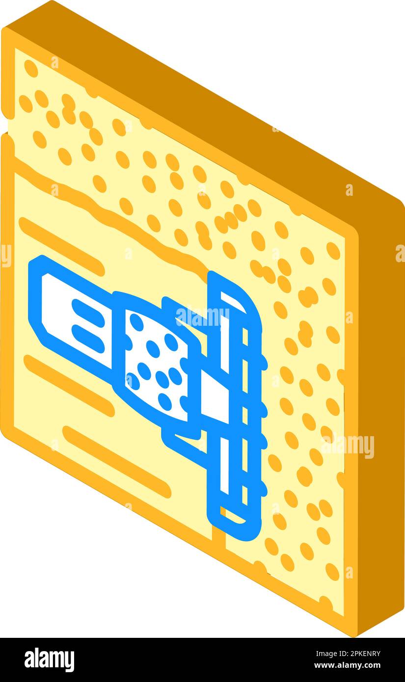 harvester harvesting wheat field isometric icon vector illustration ...