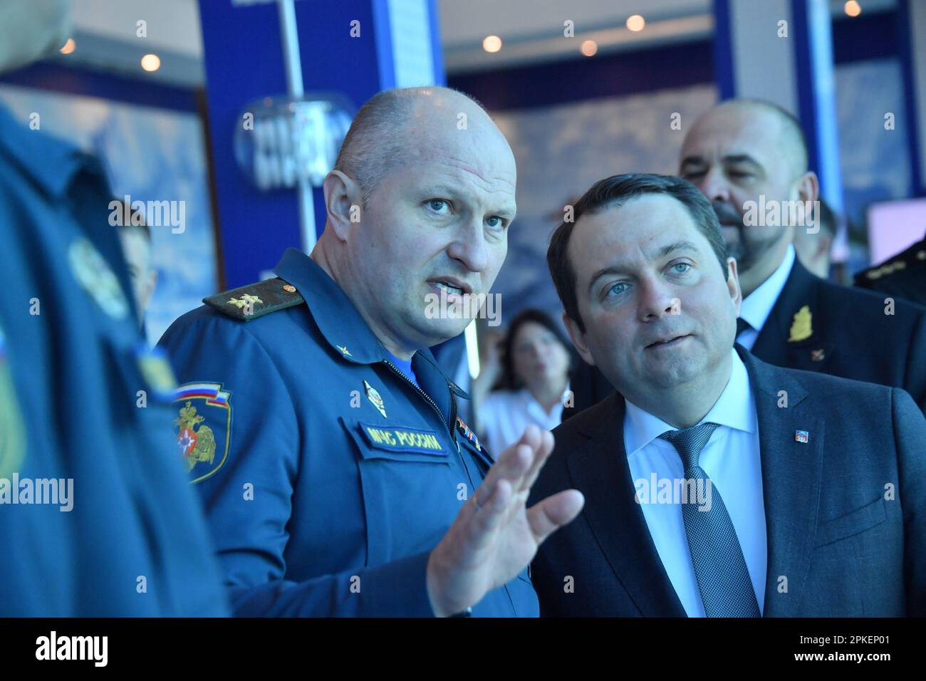 Murmansk. Russian Emergencies Minister Alexander Kurenkov and Governor ...