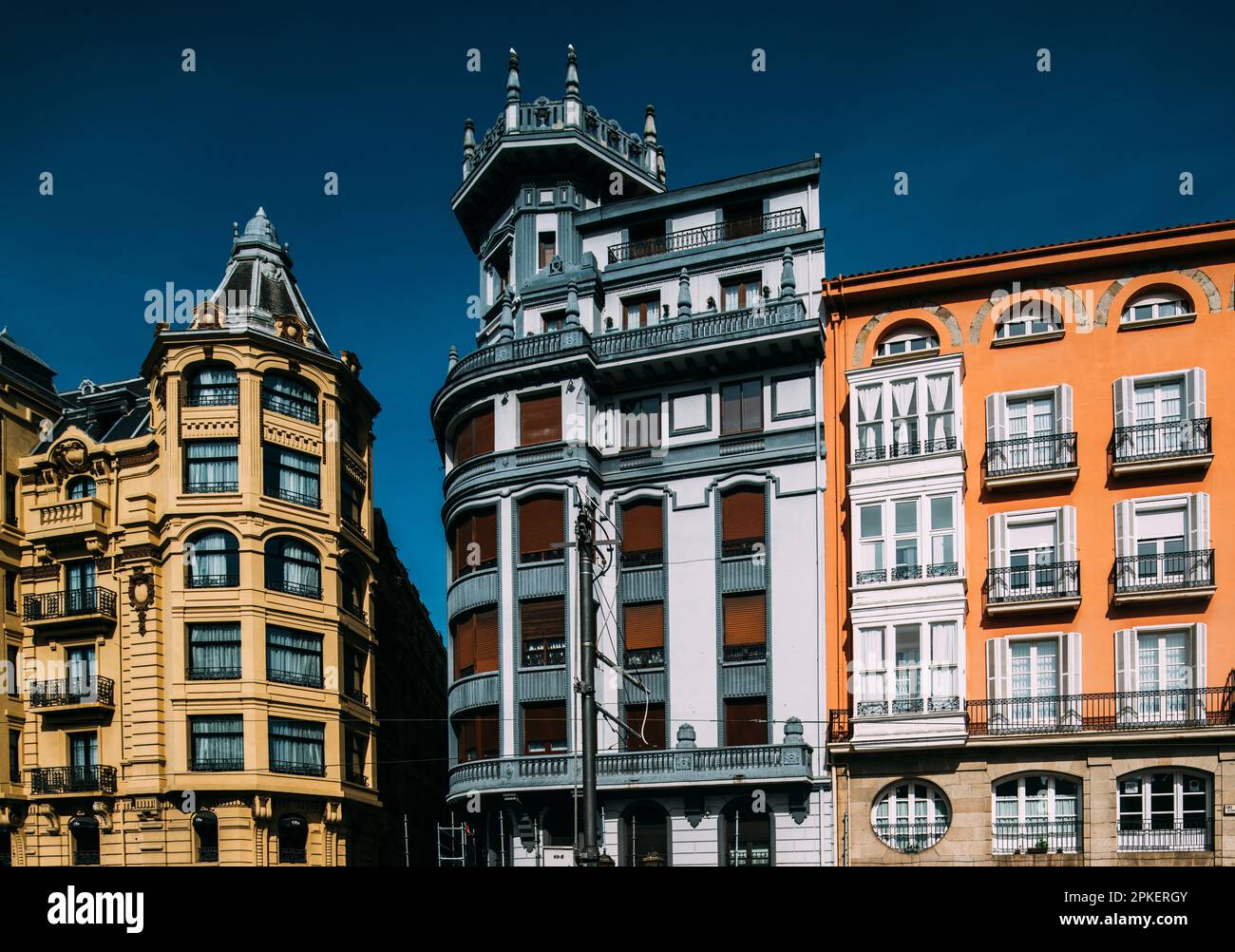 Traditional colourful architecture in the historic centre of Bilbao ...