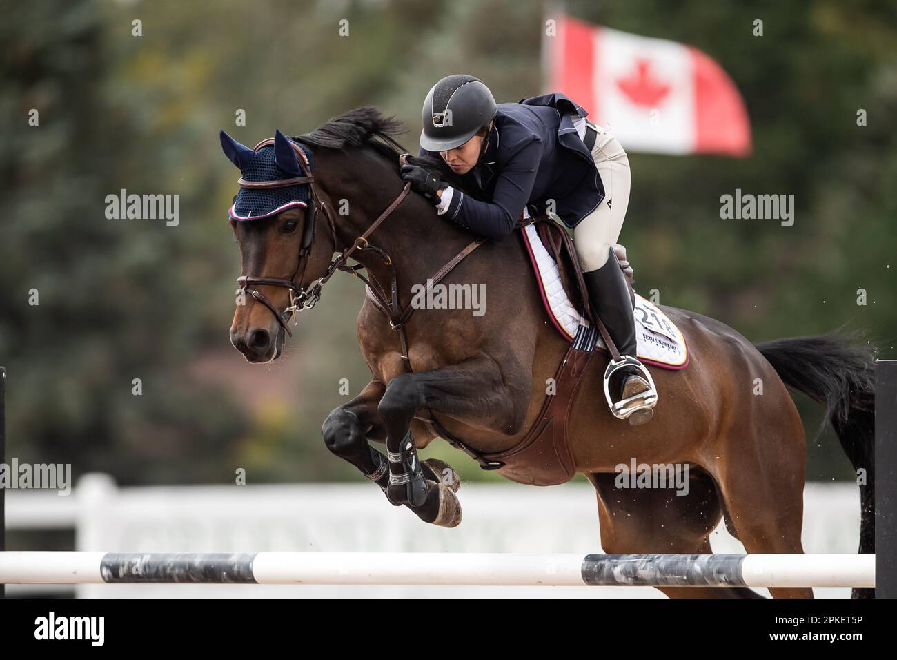 Sara Tindale of Canada competes at Major League Show Jumping event in ...