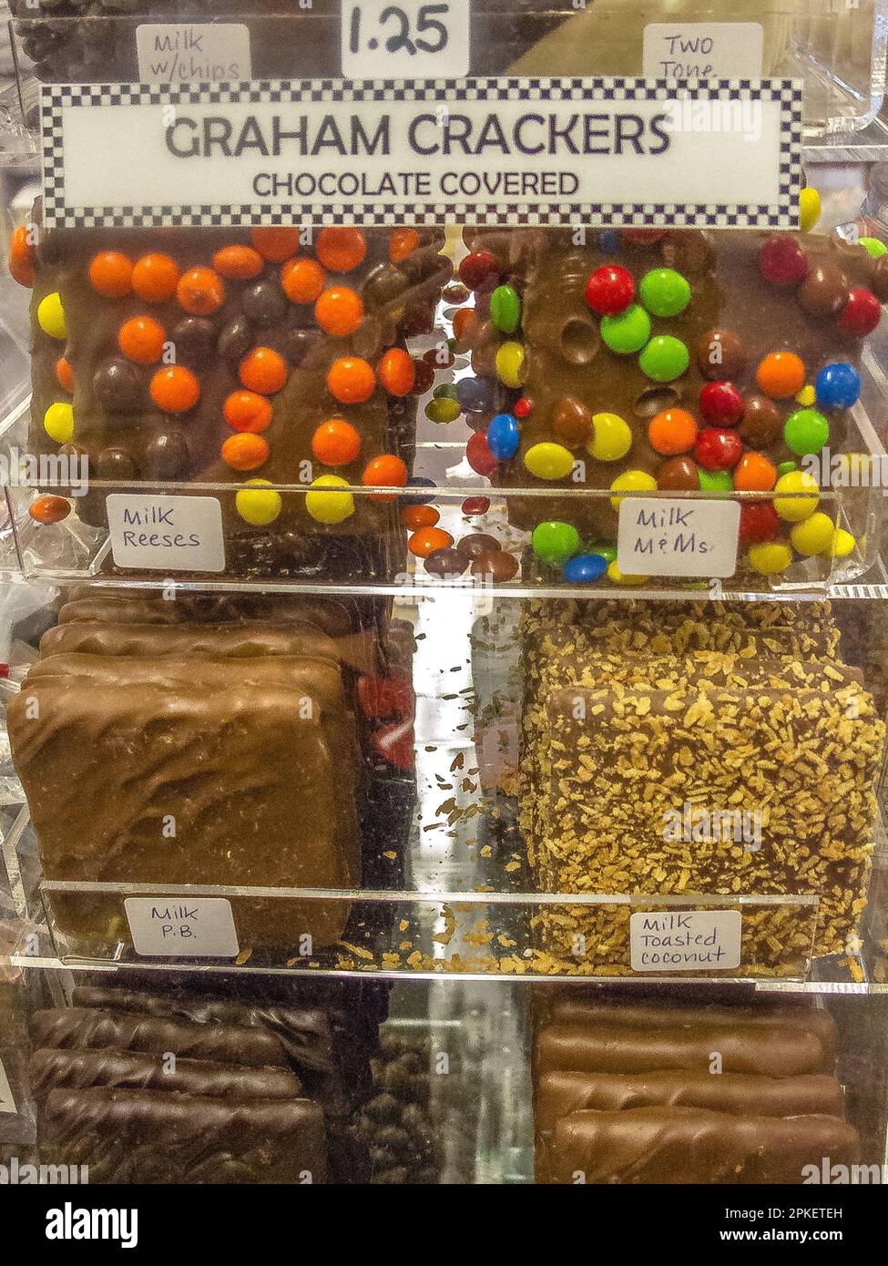 Chocolate covered graham crackers in candy store, Marlborough, MA, USA ...