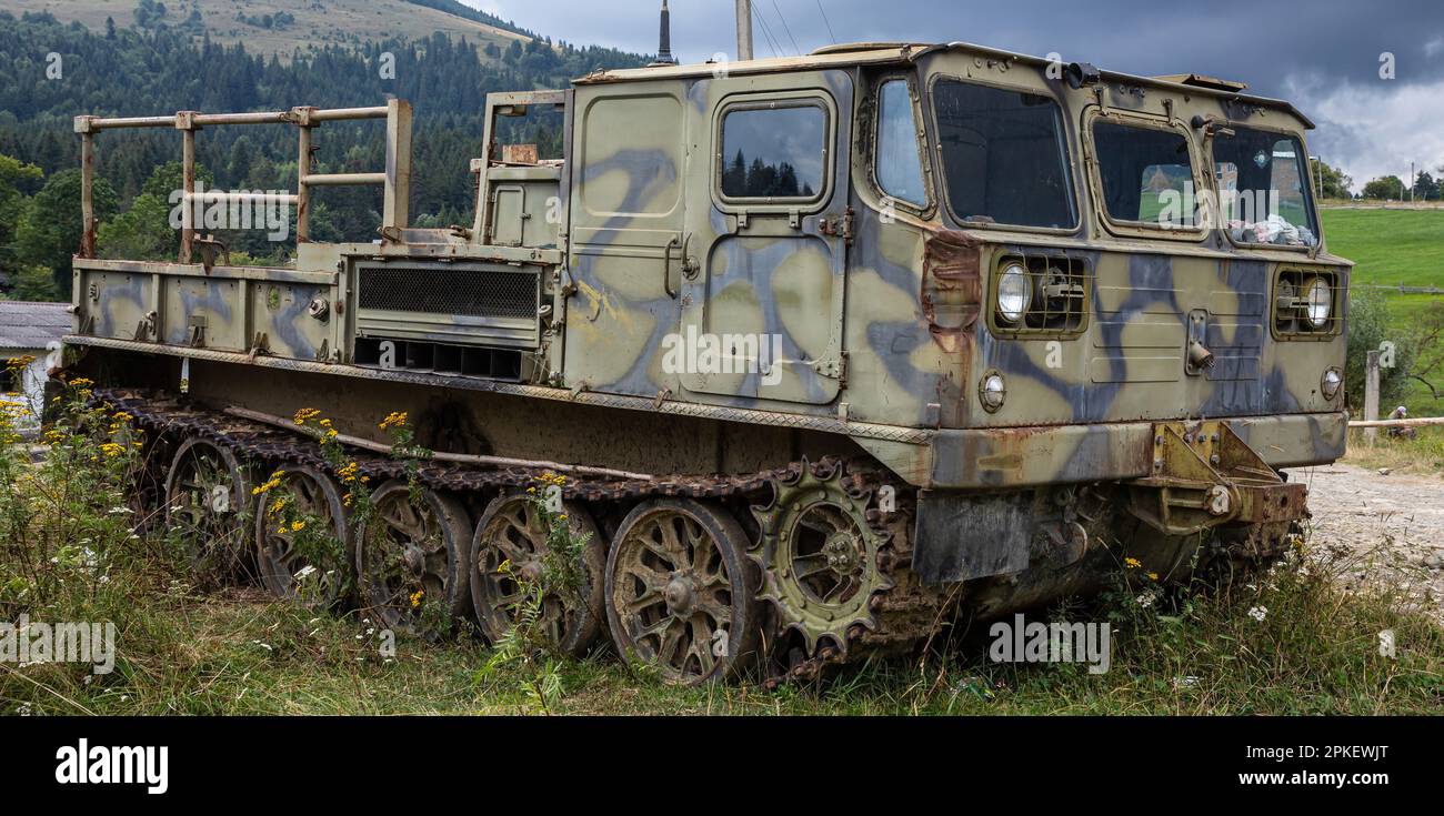 old rusty Soviet military tracked all-terrain vehicle Stock Photo - Alamy