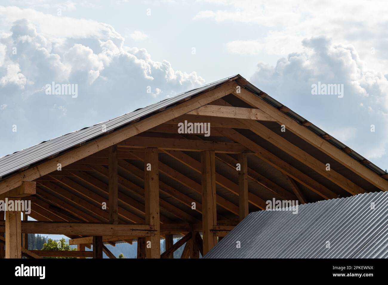 roof and wooden beams part of house construction traditional european ...