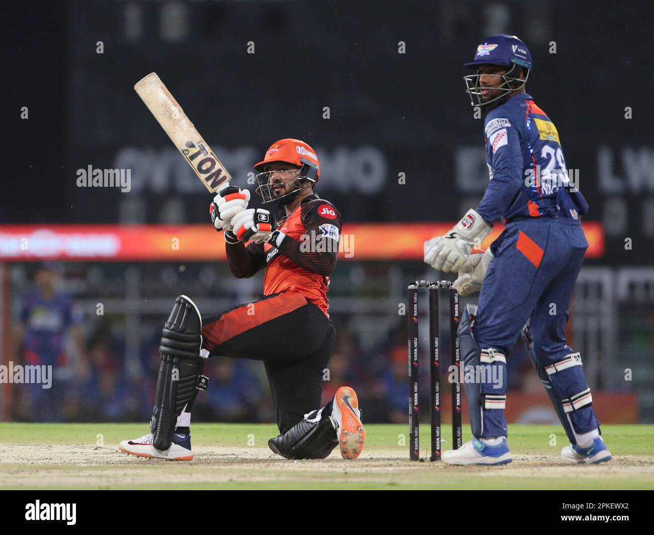 Anmolpreet Singh of Sunrisers Hyderabad plays a shot during the Indian ...