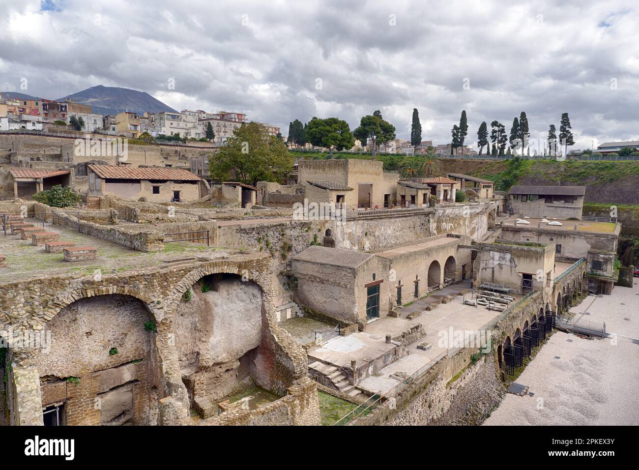 Herculaneum was destroyed by the volcanic eruption of Vesuvius in 79 AD ...
