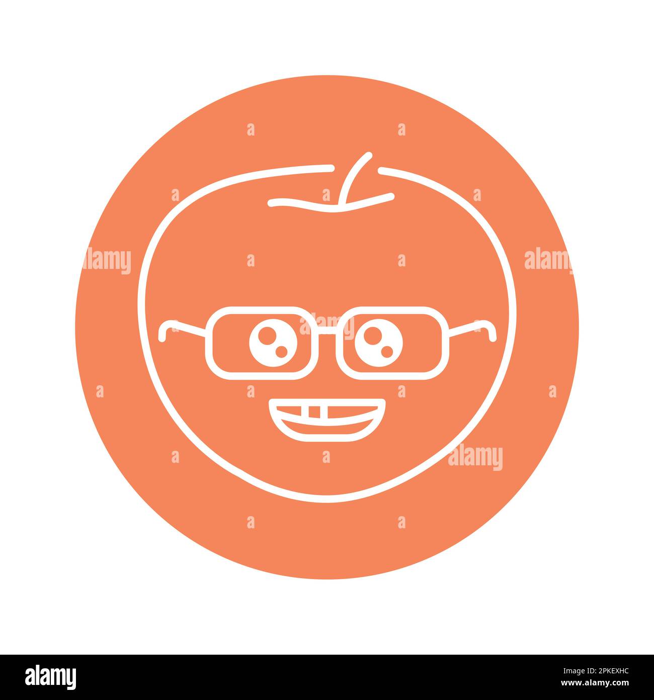 Clever apple color line icon. Mascot of emotions. Pictogram for web ...