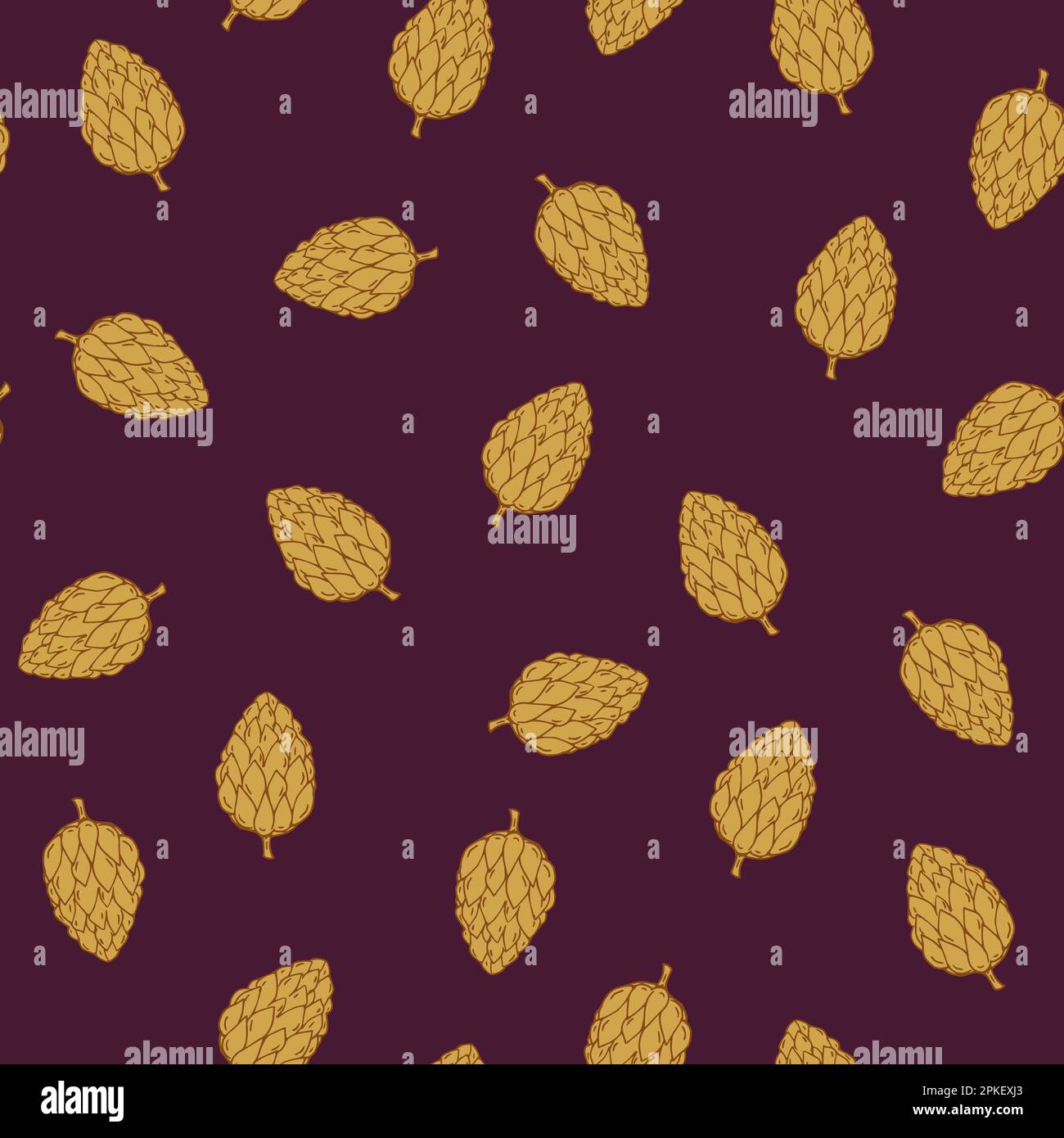 Cone seamless pattern on violet background. Hand drawn botanical ...