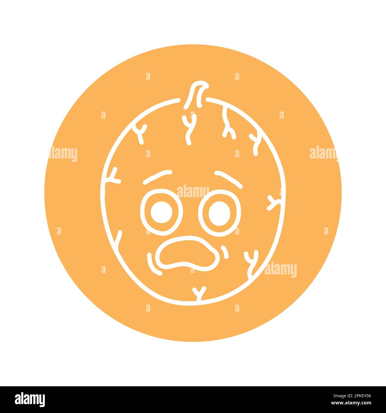 Melon is afraid color line icon. Mascot of emotions. Pictogram for web ...