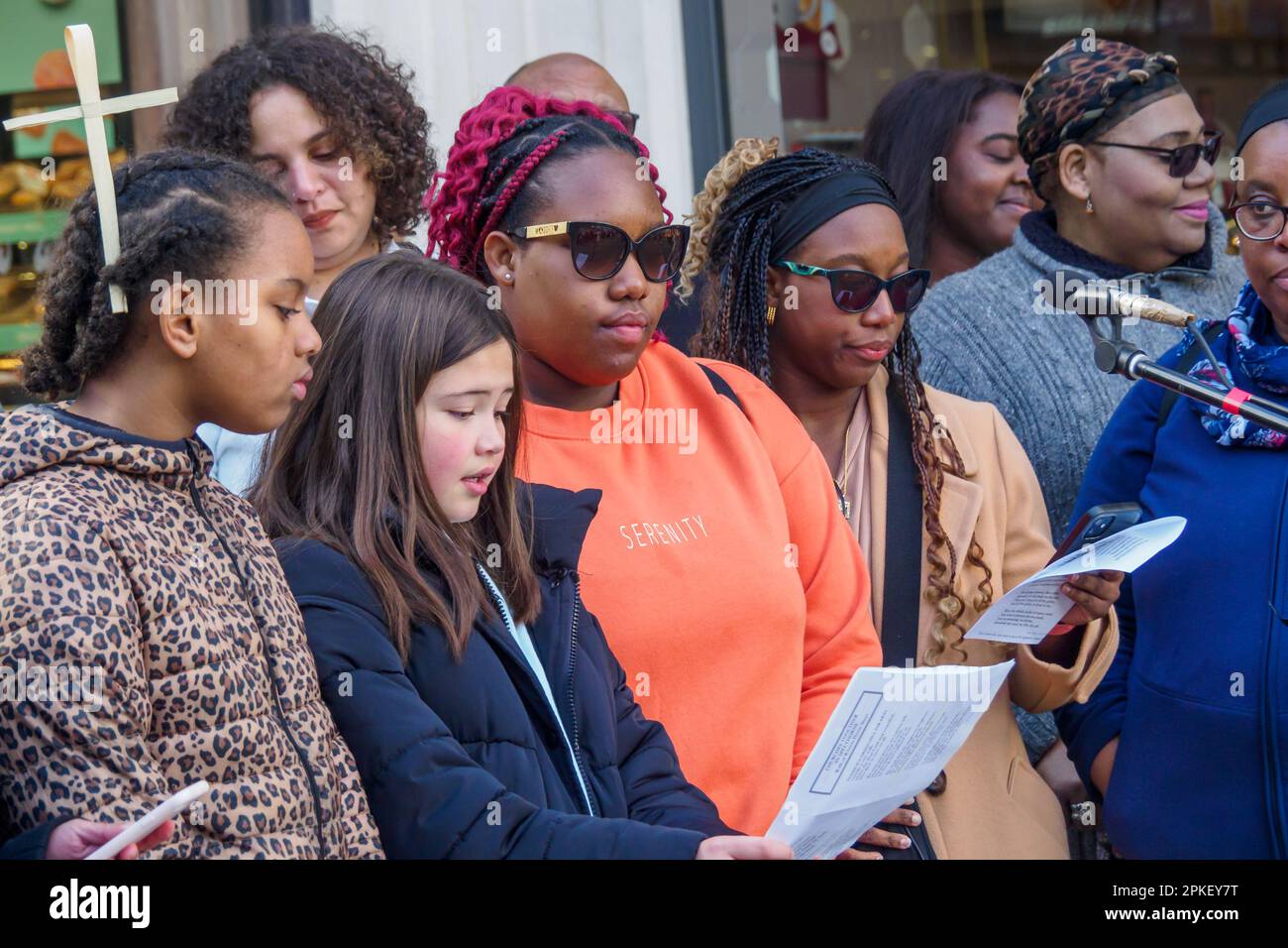 Staines, UK. 7 Apr 2023. Singing with the Gospel Choir. Christians in ...