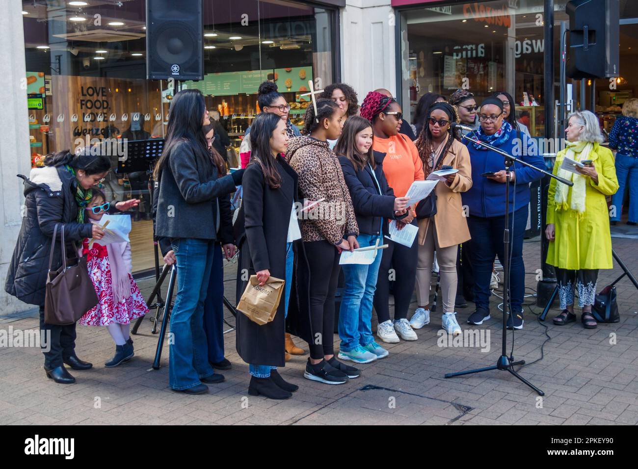Staines, UK. 7 Apr 2023. A gospel choir. Christians in Staines, as in ...