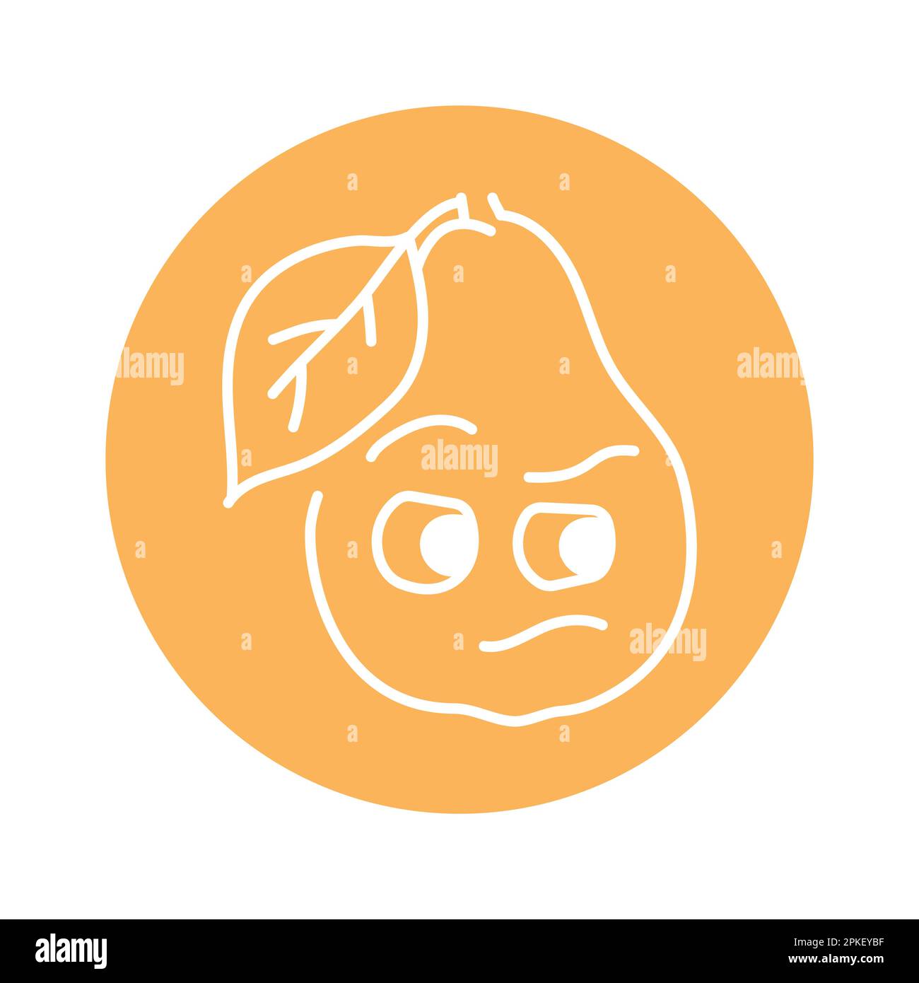 Suspicious pear color line icon. Mascot of emotions. Pictogram for web ...