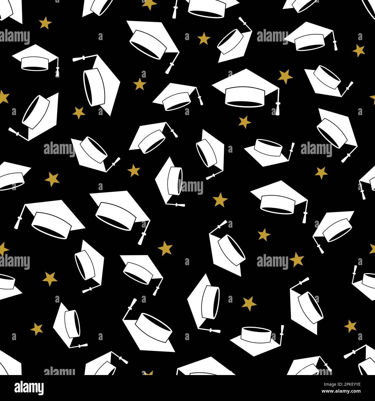 Graduation caps seamless pattern. Hats thrown up. Grad ceremony ...