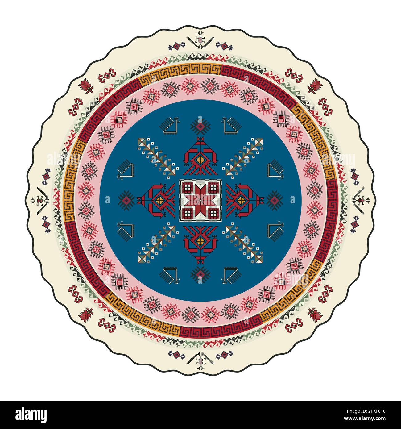 Traditional Georgian round decorative element, isolated vector over ...