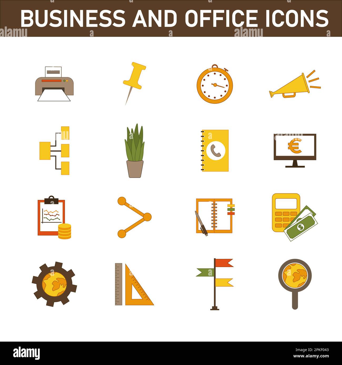 Collection of multi-colored flat icons on the topic: business and ...