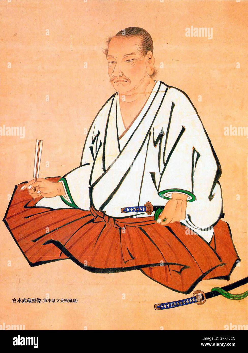 Seated figure of miyamoto musashi during the edo period hi-res stock ...