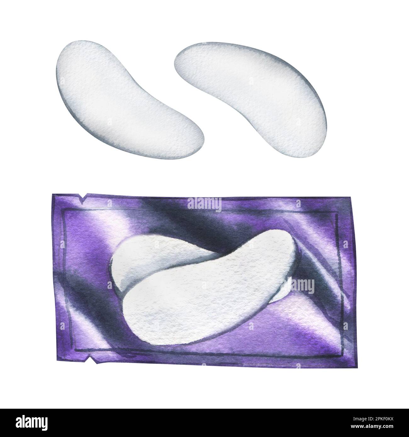 White patches under the eyes in purple packaging and without. Hand ...