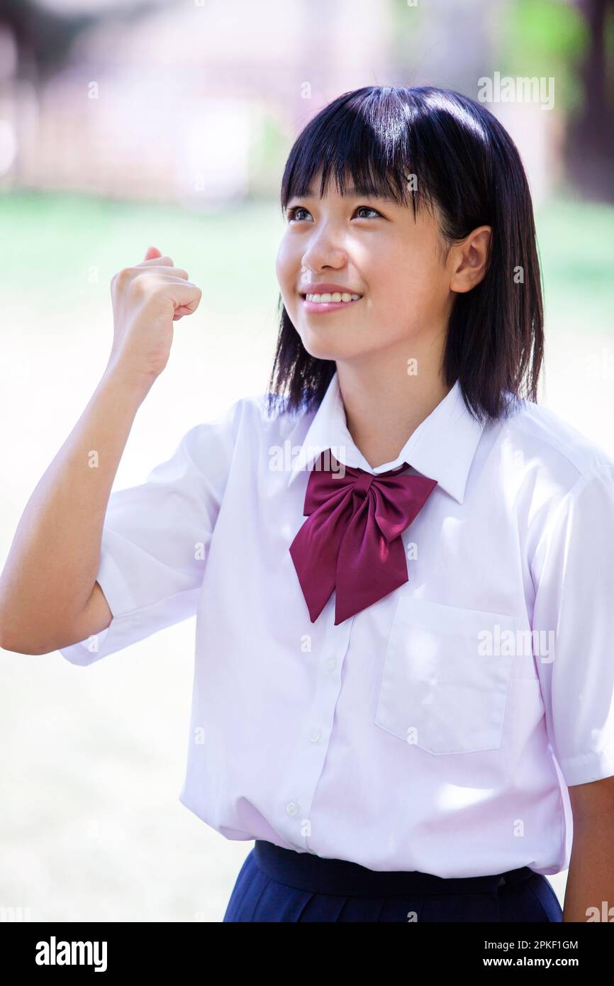 Junior high school students doing guts with one hand Stock Photo - Alamy