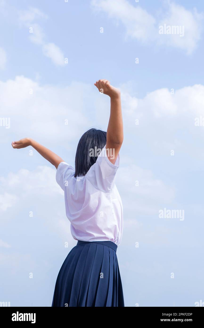 Junior High School Students Stretching Out on the Embankment Stock ...