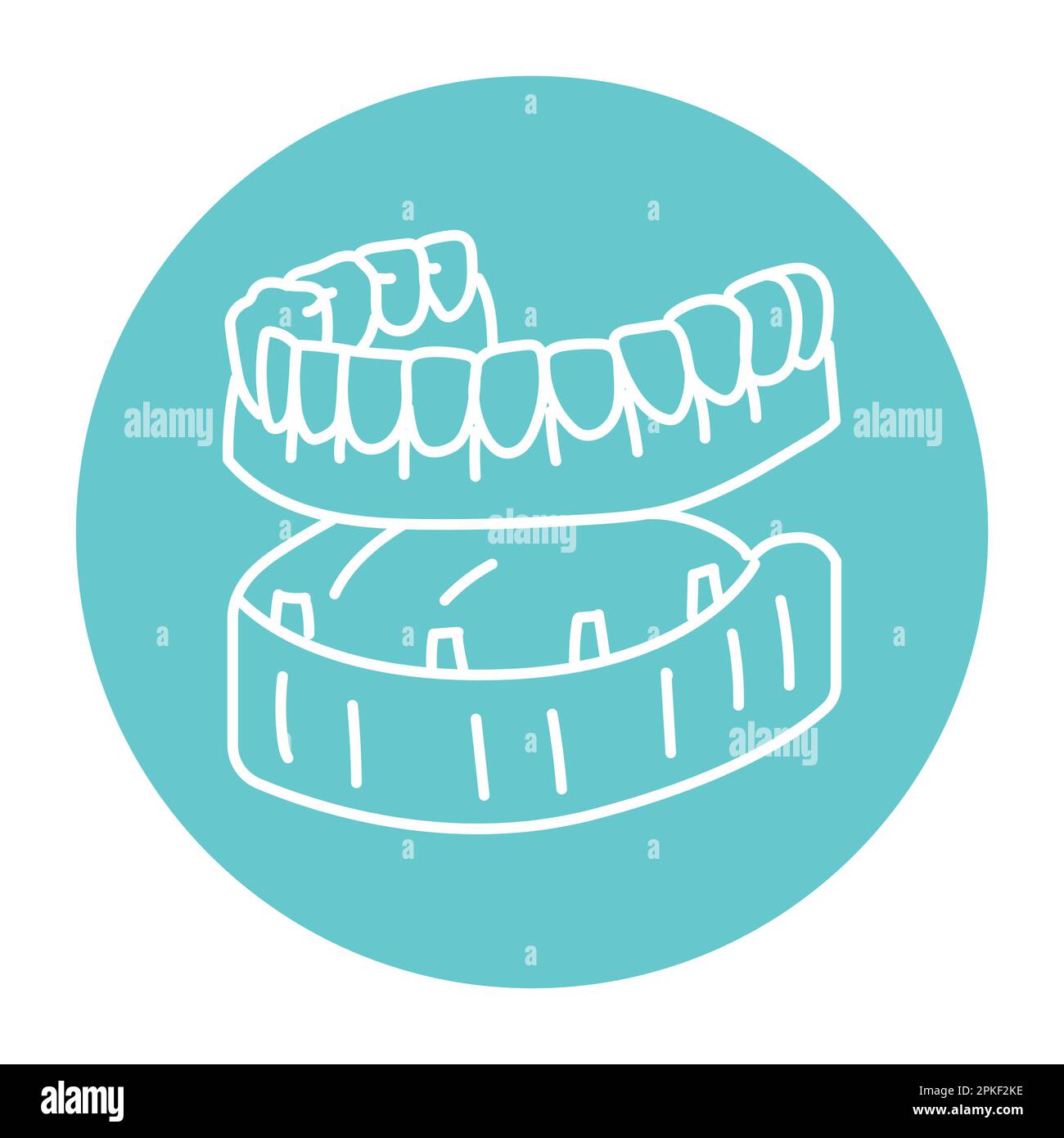 False teeth line icon. Dental prosthetic. Vector illustration Stock ...