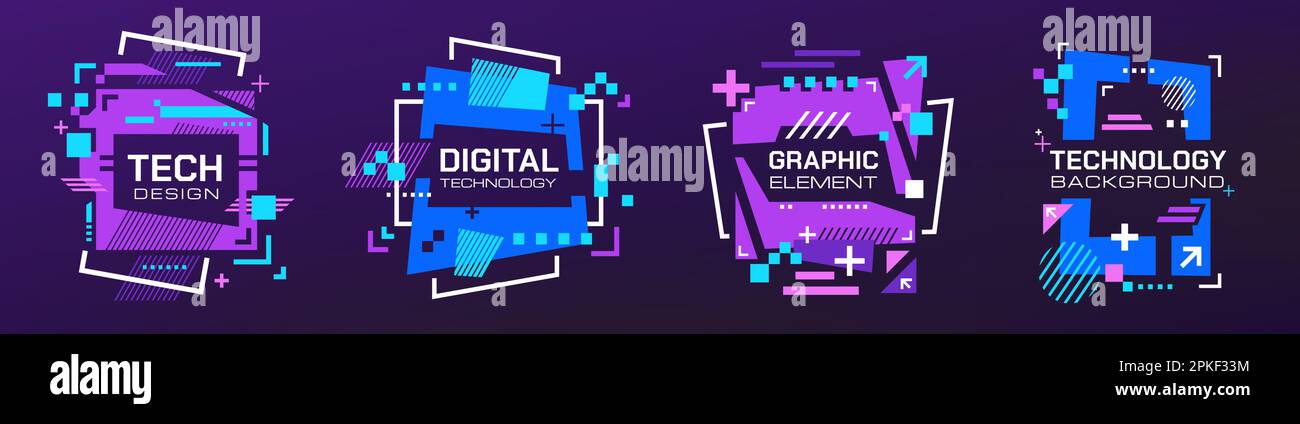 Technology banners shapes. Abstract geometric information with ...