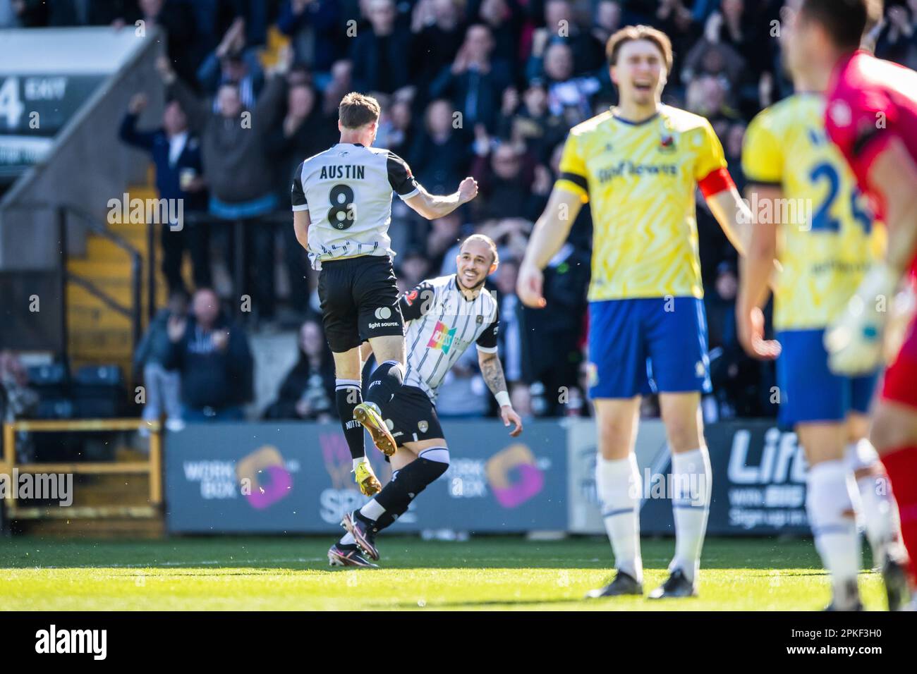 Sam Austin #8 of Notts County celebrates his goal during the Vanarama ...