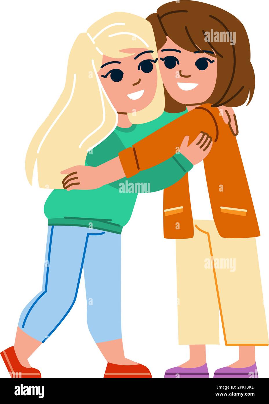 kid girl friends vector Stock Vector Image & Art - Alamy