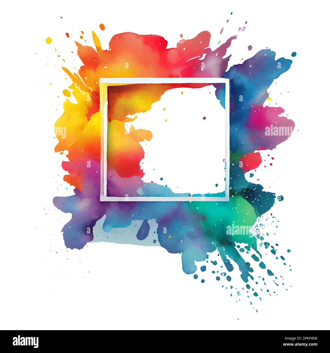vector illustration of colorful frame watercolor splash isolated on ...