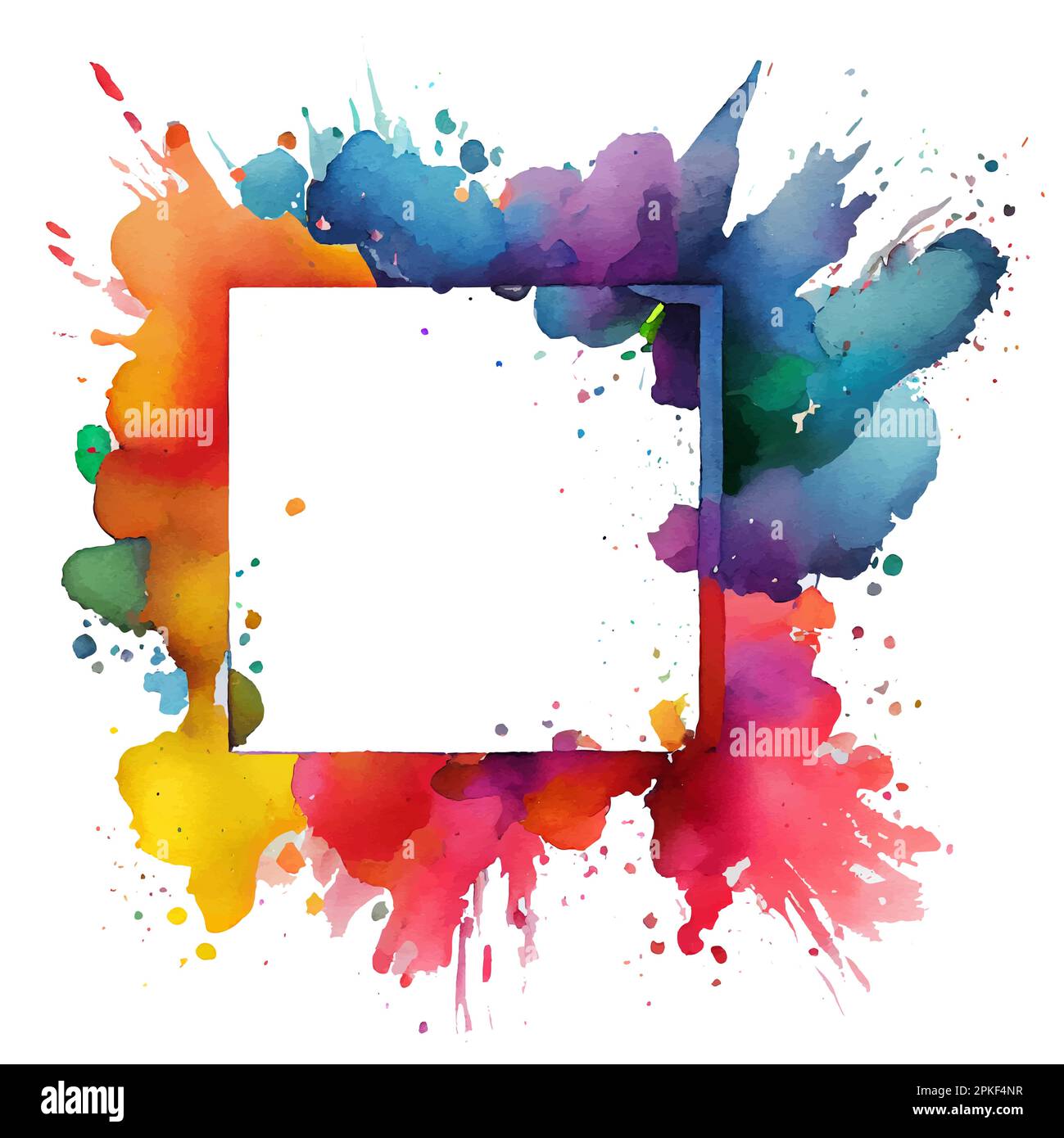 vector illustration of colorful frame watercolor splash isolated on ...
