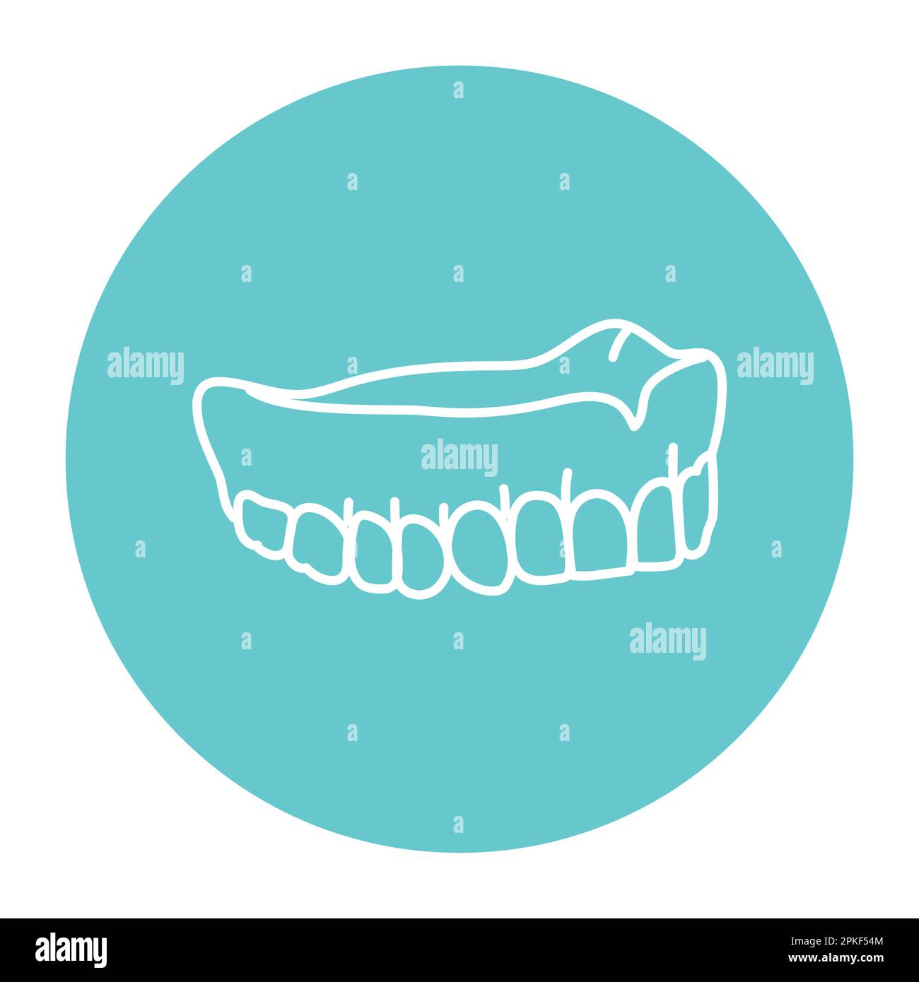 False teeth line icon. Dental prosthetic. Vector illustration Stock ...