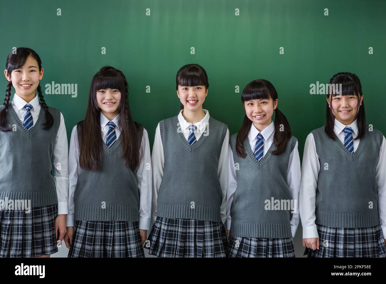 Junior high school girls who get along well with each other Stock Photo ...