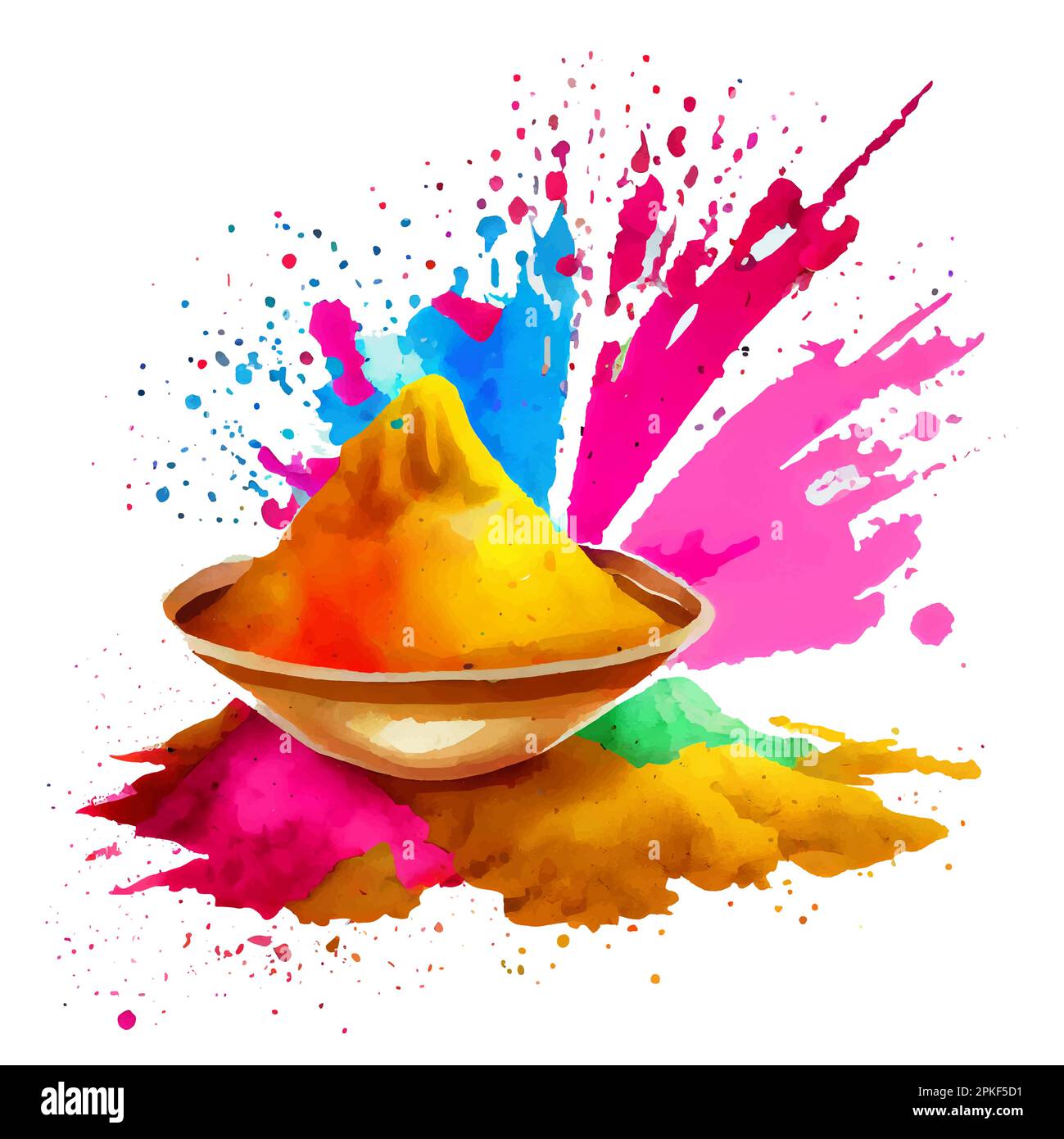 vector watercolor illustration of holi dust splash on white isolate ...
