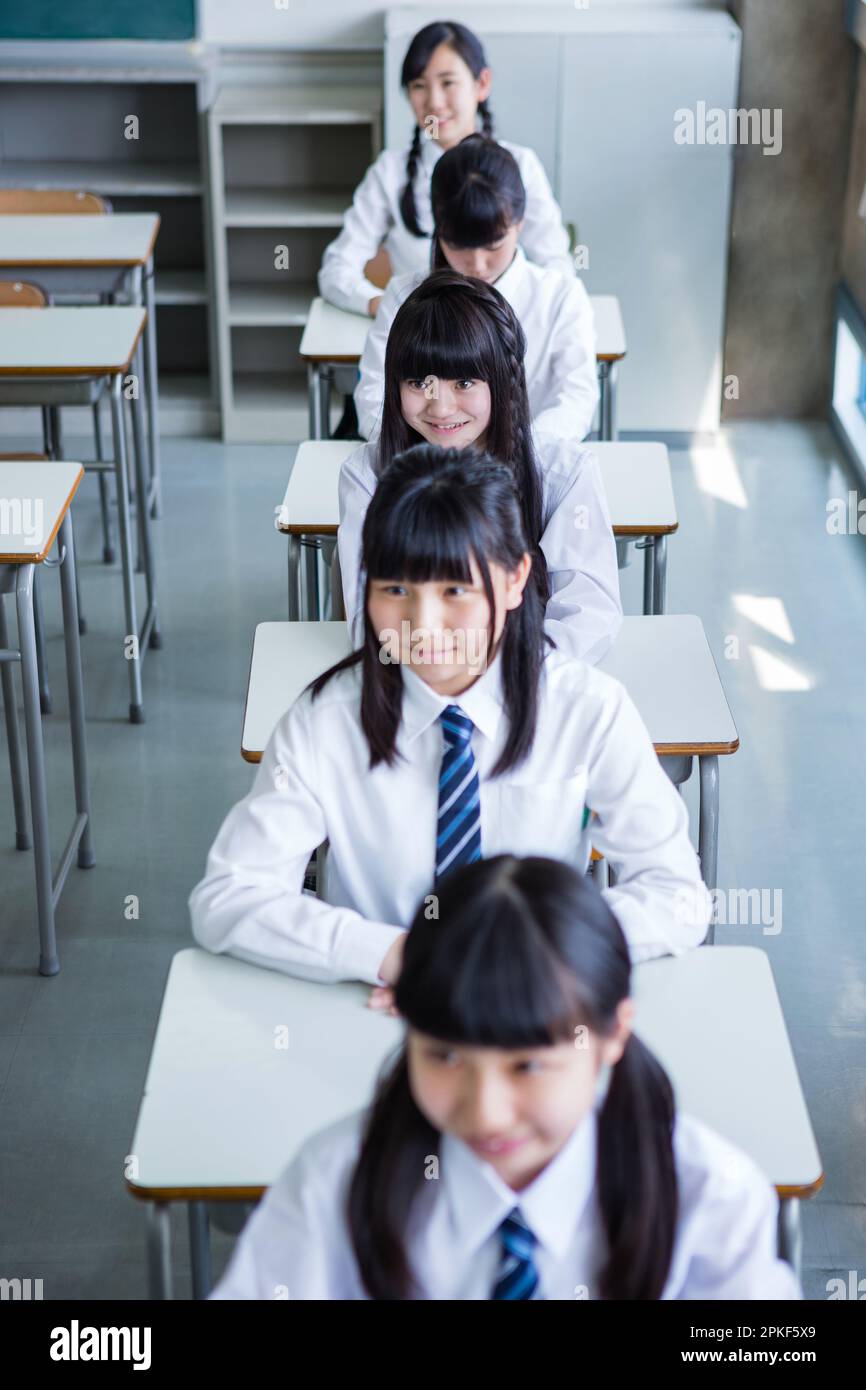 Junior High School Girls Taking Classes Stock Photo - Alamy