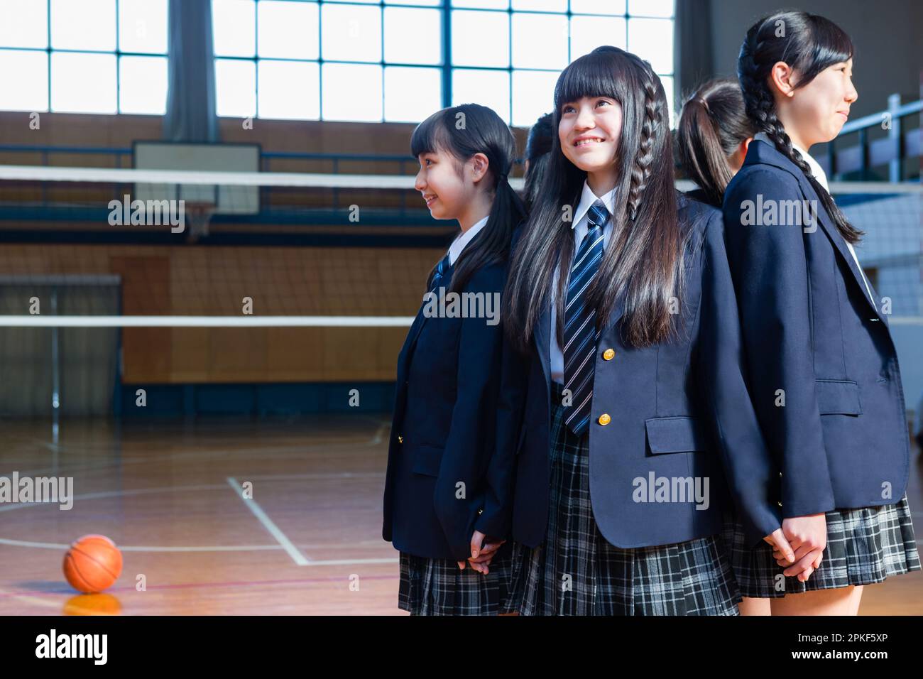 Junior High School Girls in a Circle in the Gymnasium Stock Photo - Alamy