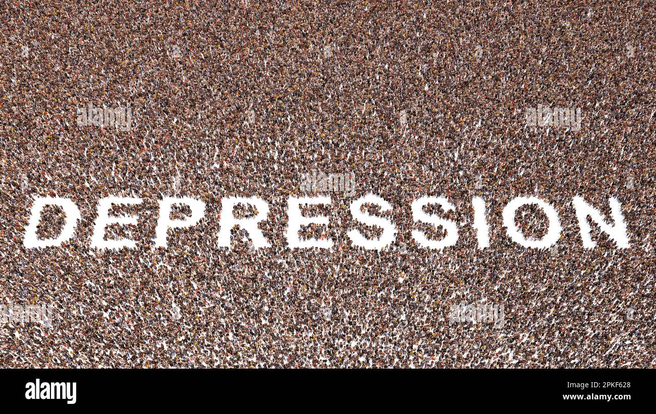 Concept conceptual large community of people forming the DEPRESSION ...