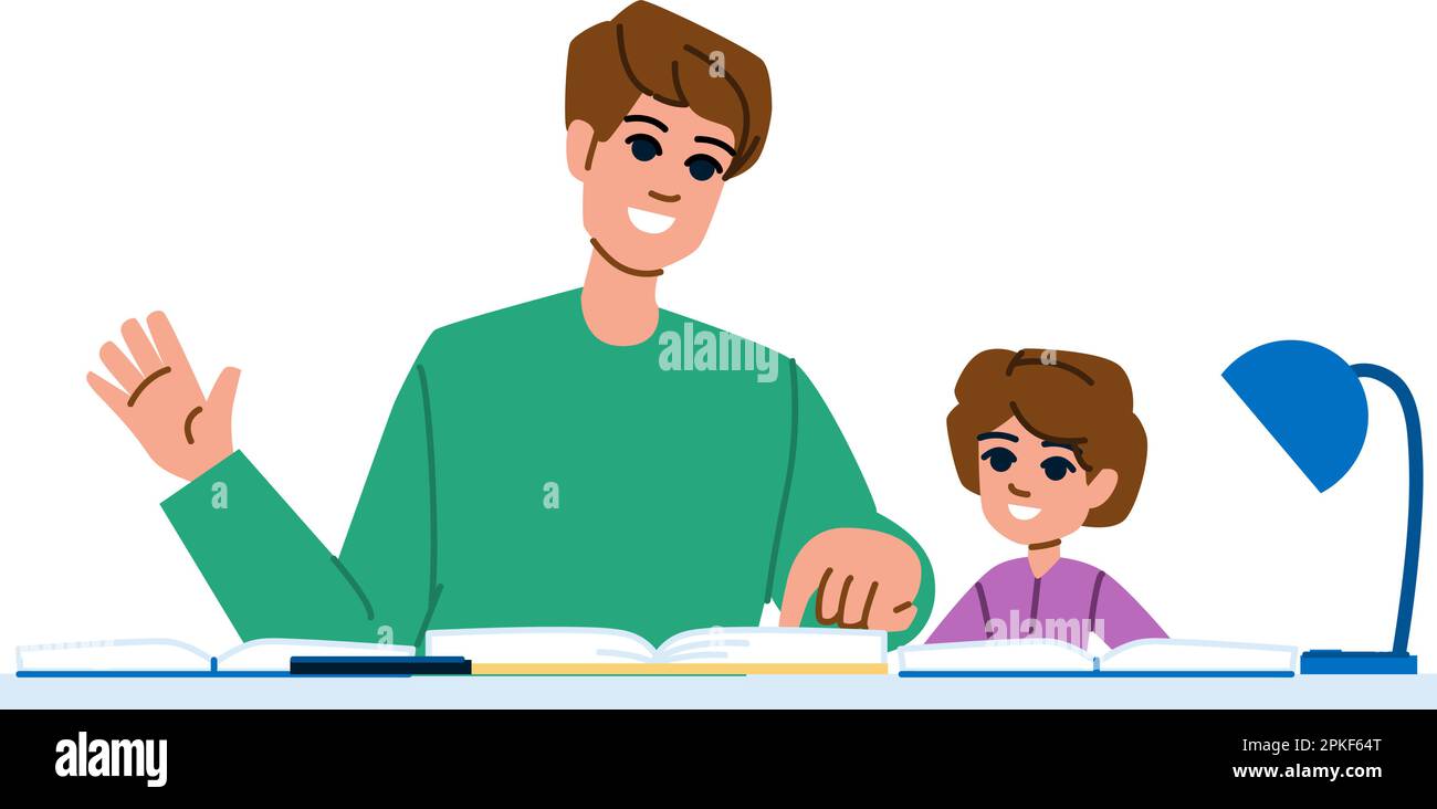 doing homework father vector Stock Vector Image & Art - Alamy