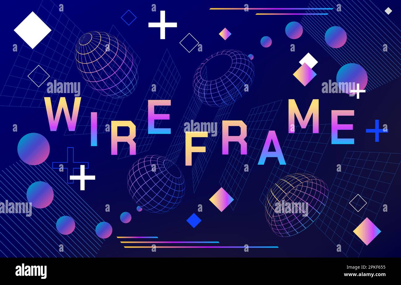 Wireframe abstract background. Futuristic grid figures on geometric ...