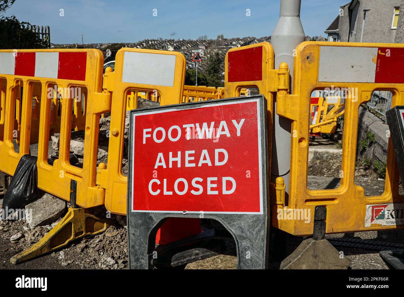 Footway Ahead Closed sign from a utility company making essential ...