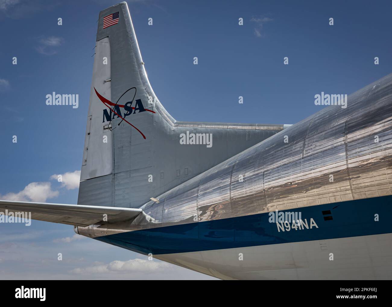 The tail of NASA's Aero Spacelines Super Guppy on the tarmac in El Paso ...