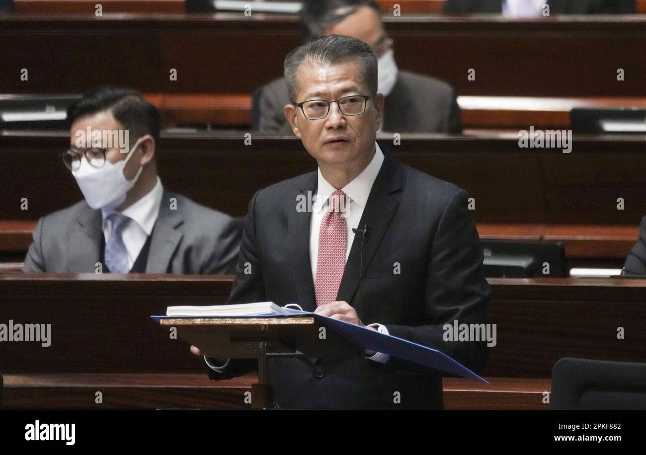 Financial Secretary Paul Chan Mo-po delivers the 2023-24 Budget. 22FEB23 SCMP / Elson Li Stock ...