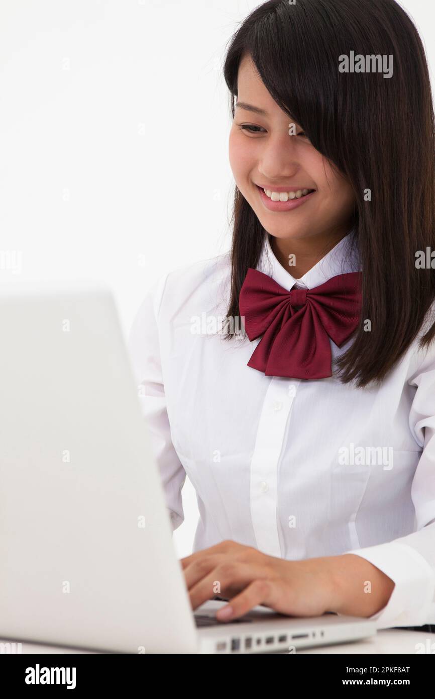 High School Student Facing a Computer Stock Photo - Alamy