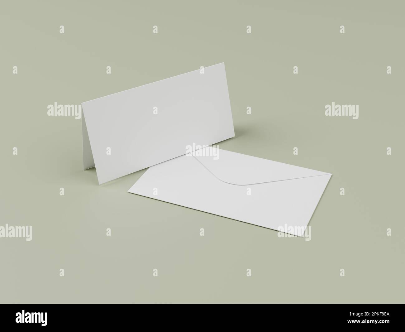3D rendered realistic envelope and blank greeting card mockup ...