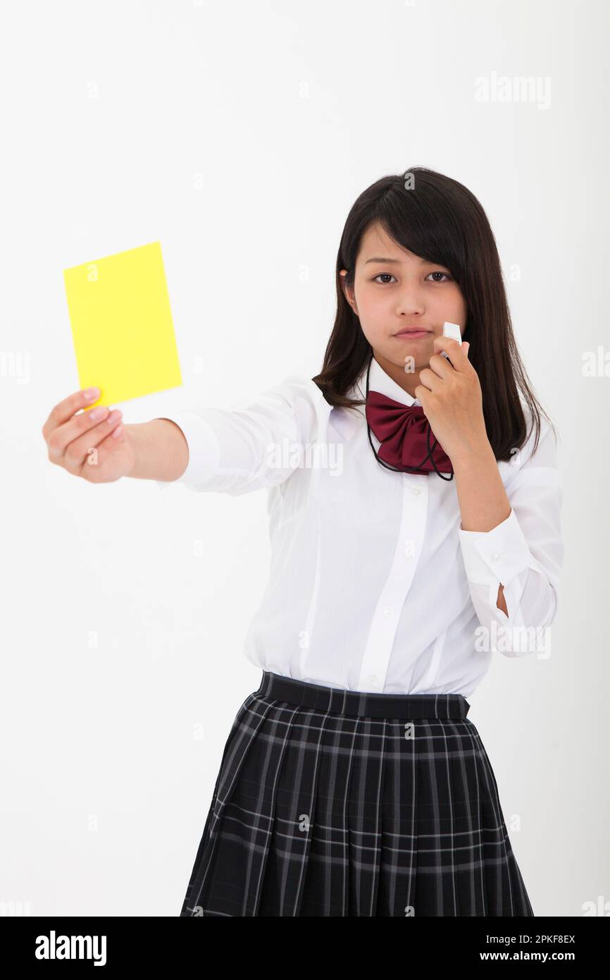 Female referee yellow card hi-res stock photography and images - Alamy