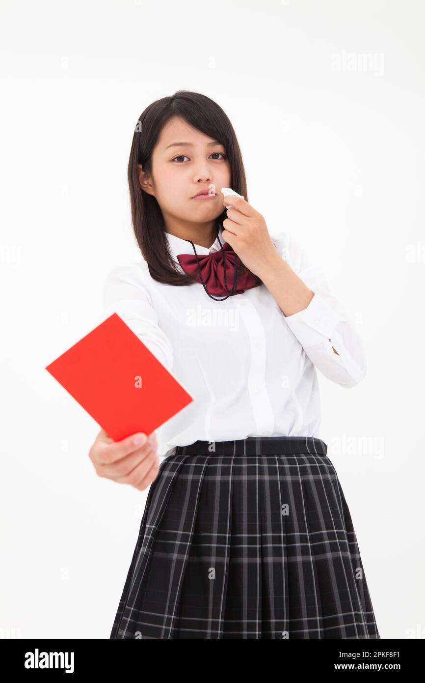 High school student who gives a red card Stock Photo - Alamy