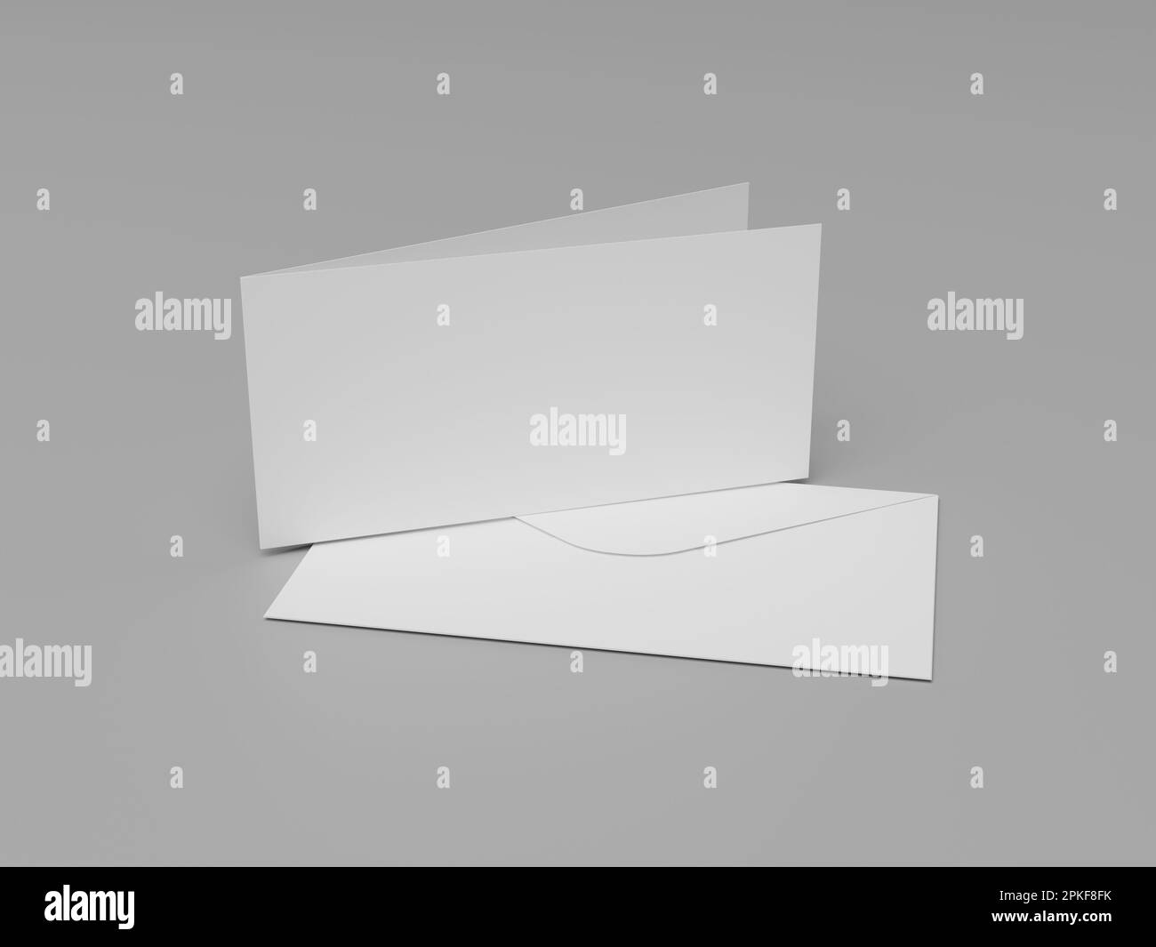 3D rendered realistic envelope and blank greeting card mockup ...