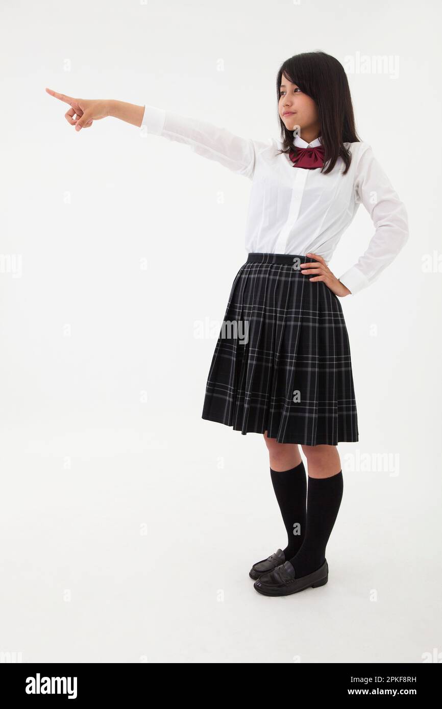 High School Student Pointing in the Distance Stock Photo - Alamy