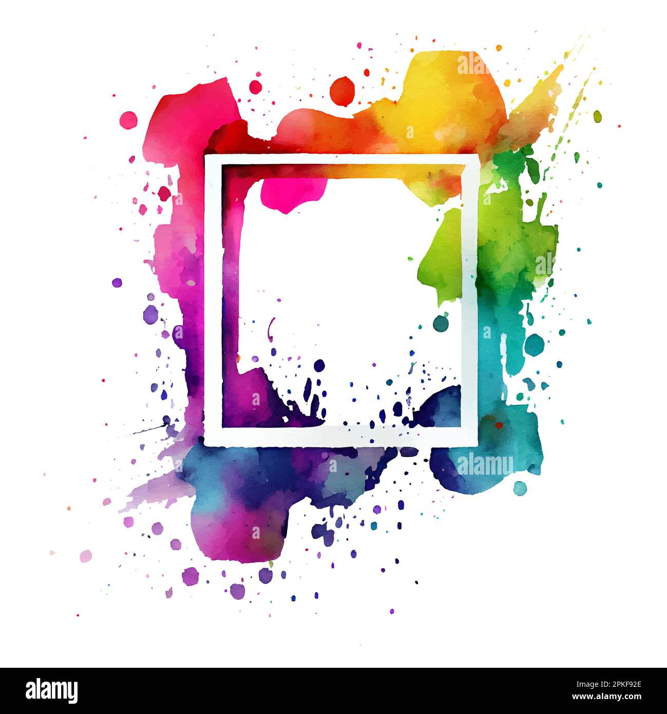 vector illustration of colorful frame watercolor splash isolated on ...
