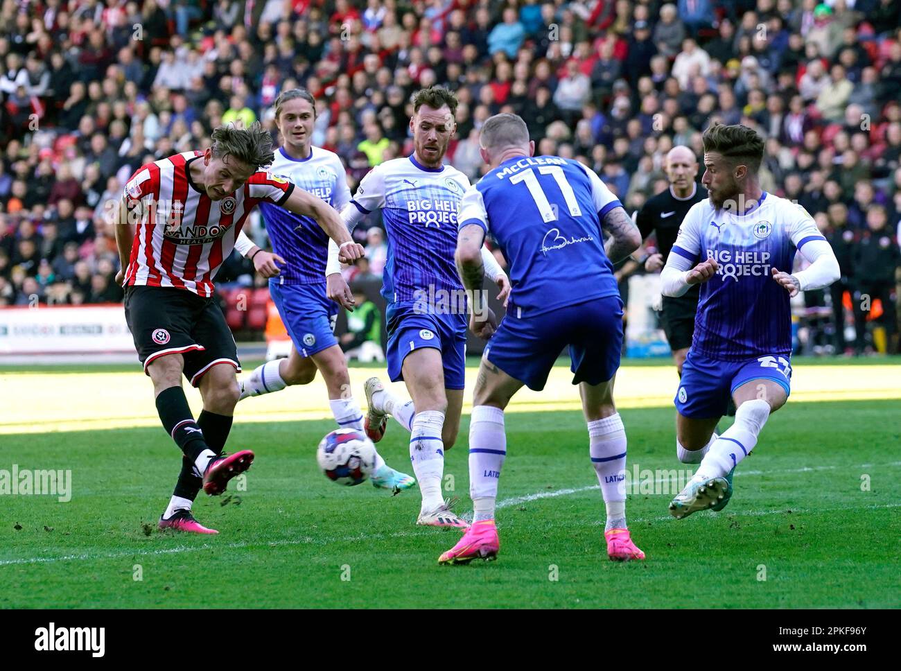 Sheffield United's Sander Berge attempts a shot on goal during the Sky ...