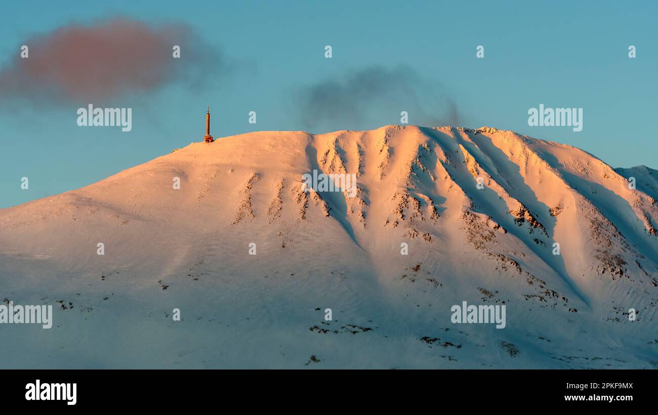 The mountain Gaustatoppen (1883 m elevation) at Gausta (Telemark and ...